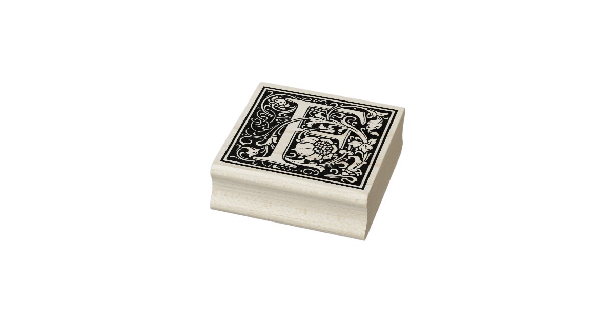William Morris Letter F Rubber Stamp | Zazzle