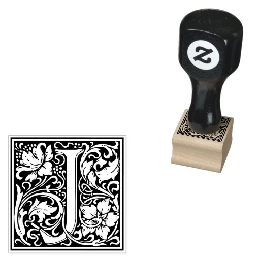 William Morris Letter J Rubber Stamp | Zazzle