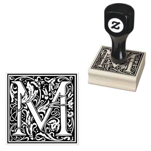 William Morris Letter M Rubber Stamp | Zazzle