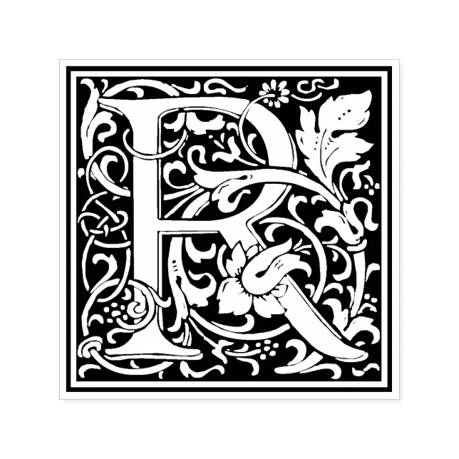 William Morris Letter R Victorian Floral Stamp | Zazzle