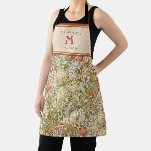 William Morris Lily Art Nouveau Floral Apron | Zazzle