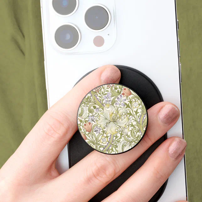 William Morris Lily Art Nouveau Floral Pattern Met PopSocket | Zazzle