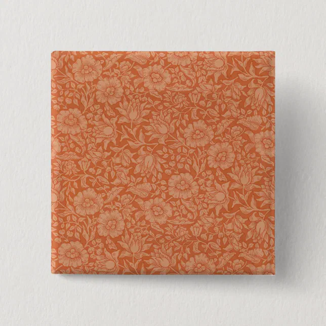William Morris Mallow Floral Wallpaper Design Pinback Button | Zazzle