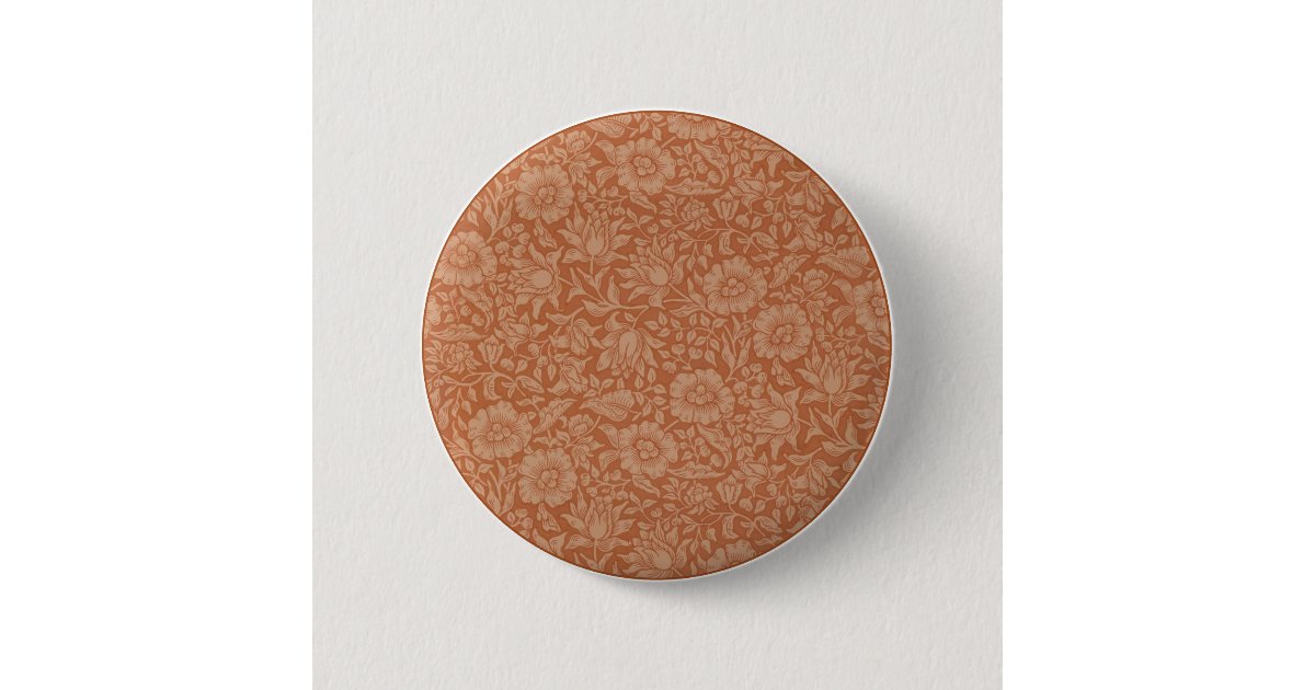 William Morris Mallow Floral Wallpaper Design Pinback Button | Zazzle