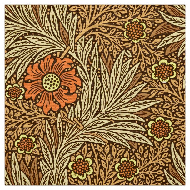 William Morris Daffodil Vintage Pattern Fabric | Zazzle