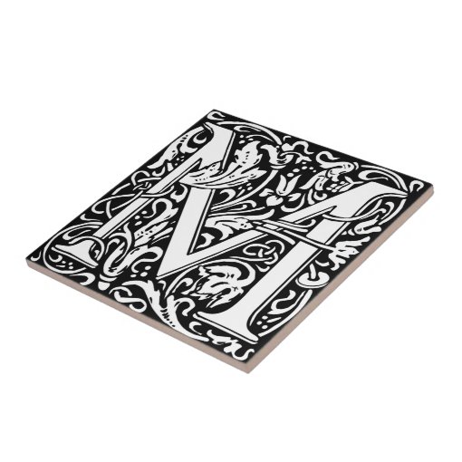 William Morris Monogrammed Letter M Ceramic Tile | Zazzle