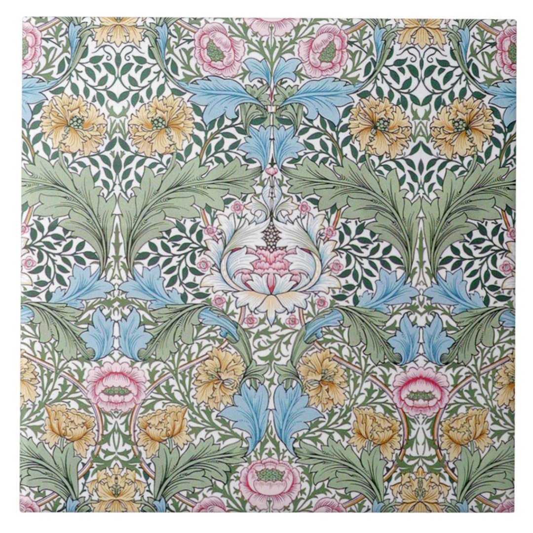 William Morris Myrtle Pattern Art Tile or Trivet | Zazzle