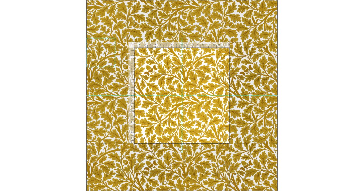 William Morris Oak Leaves, Mustard Yellow & White Fabric | Zazzle