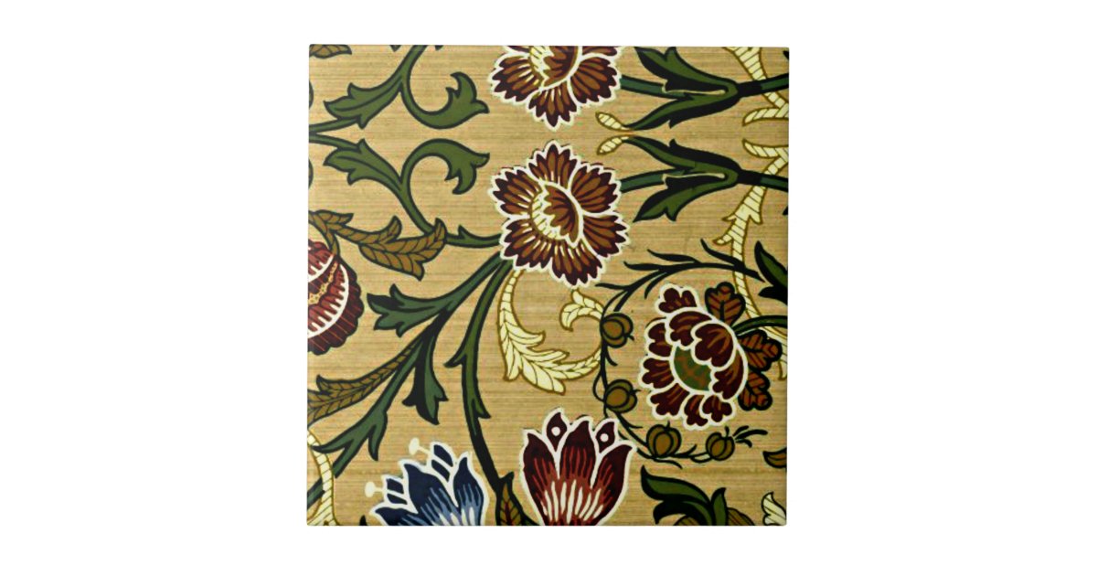 William Morris Pattern, Brocade Tile | Zazzle