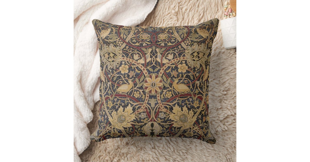 William Morris Pattern Cotton Throw Pillow | Zazzle