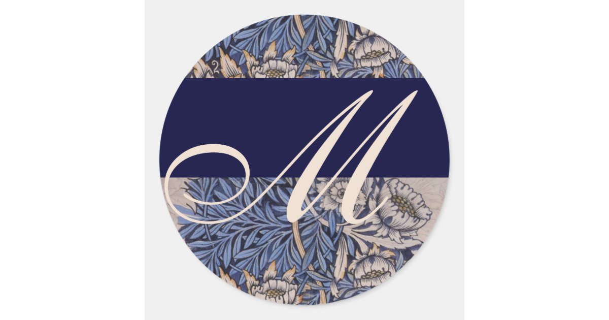 William Morris Pattern Monogram Wedding Sticker | Zazzle.com