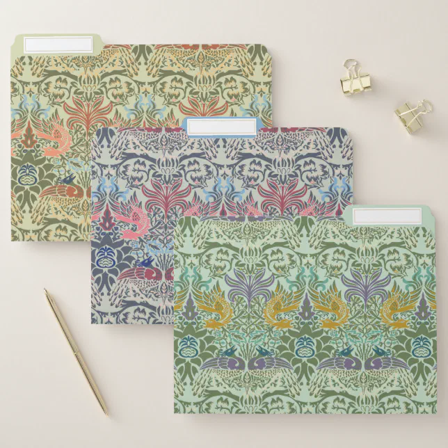 William Morris Peacock and Dragon File Folder | Zazzle