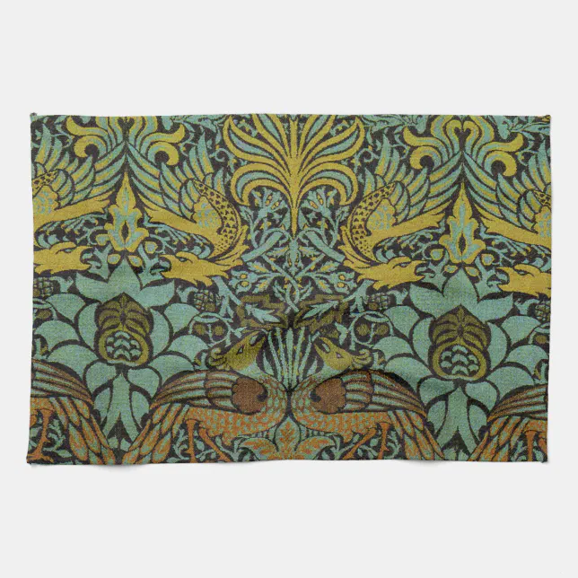 William Morris Peacock Dragon Wallpaper Towel | Zazzle