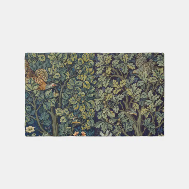 William Morris Pheasant Bird Tree Woodland Outdoor Rug | Zazzle