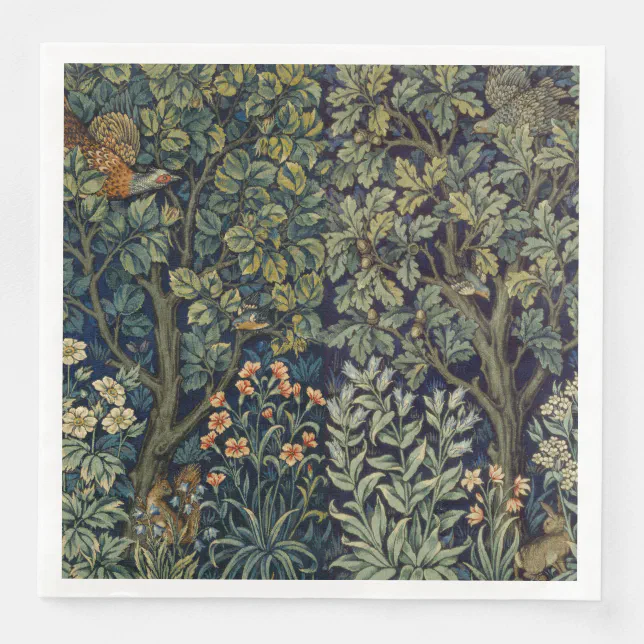 William Morris Pheasant Bird Tree Woodland Paper Dinner Napkins | Zazzle
