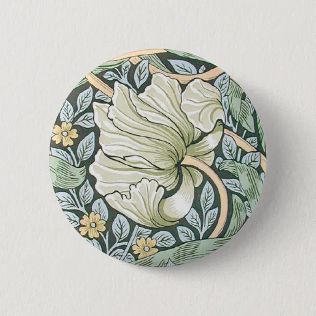 William Morris Pimpernel Floral Wallpaper Pinback Button | Zazzle