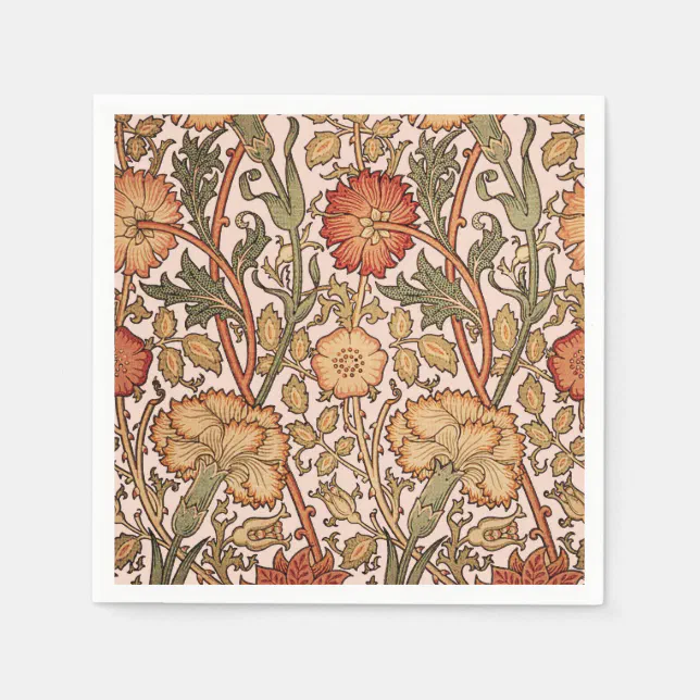 William Morris Pink Rose Flower Wallpaper Pattern Paper Napkins | Zazzle