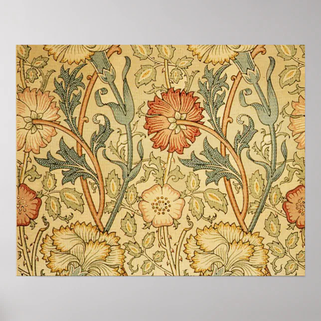William Morris Pink Rose Flower Wallpaper Pattern Poster | Zazzle