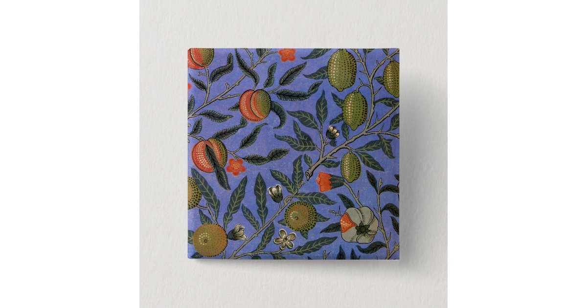 William Morris Pomegranate Wallpaper Pinback Button | Zazzle