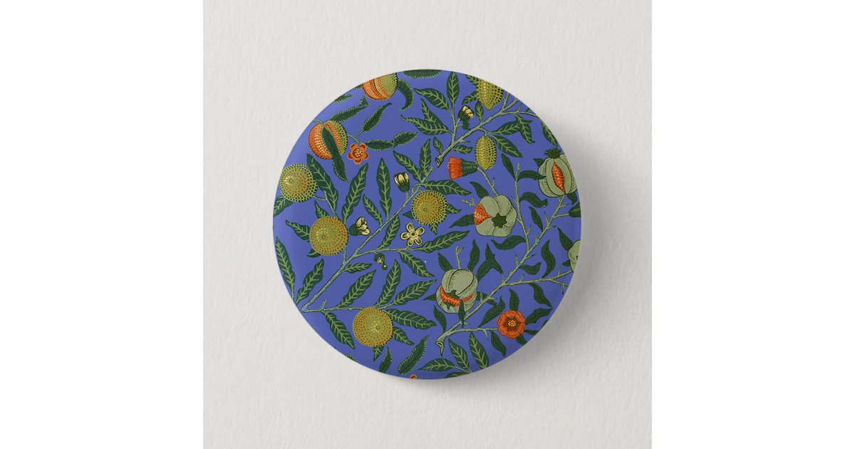 William Morris Pomegranate Wallpaper Pinback Button | Zazzle