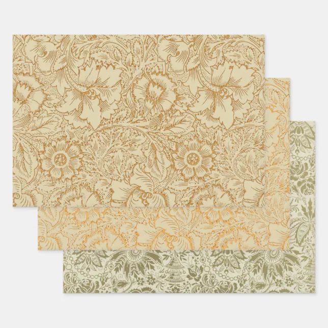 William Morris Poppy Floral Wallpaper Wrapping Paper Sheets | Zazzle
