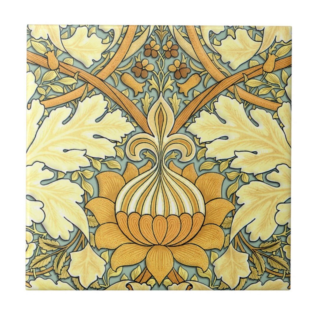 William Morris rich floral pattern Tile | Zazzle
