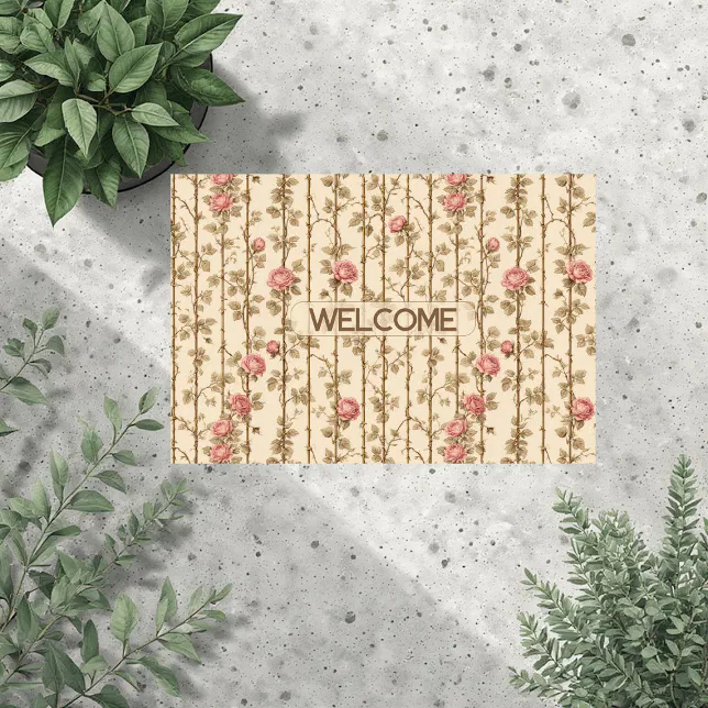 William Morris Rose Climbing Trellis Decorative Doormat | Zazzle