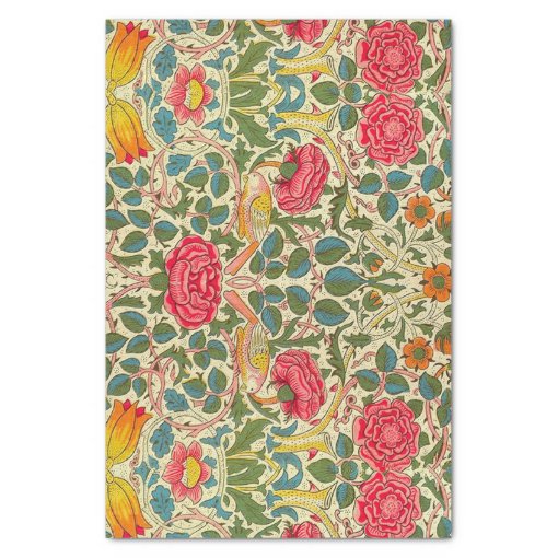 William Morris Rose Floral Chintz Pink Tissue Paper | Zazzle