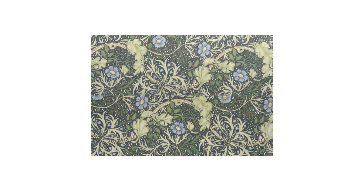 William Morris Seaweed Pattern Floral Vintage Art Fabric | Zazzle