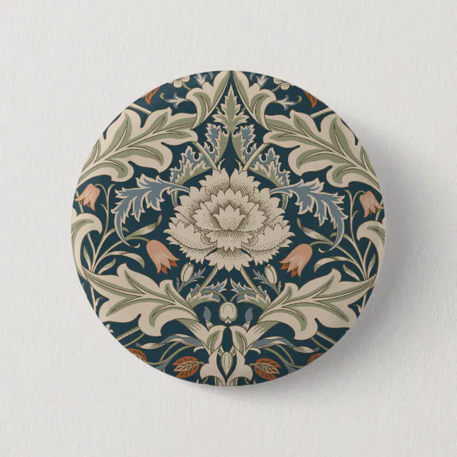 William Morris Severn Floral Garden Flower Classic Button | Zazzle