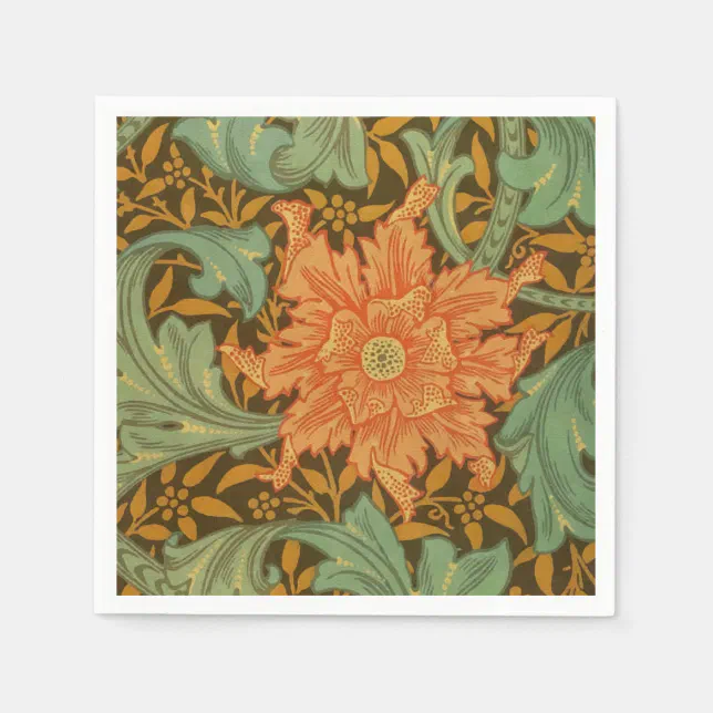 William Morris Single Stem Pattern Art Nouveau Paper Napkins | Zazzle