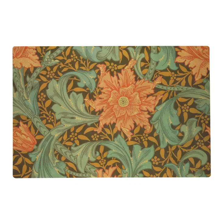 William Morris Single Stem Pattern Art Nouveau Placemat | Zazzle