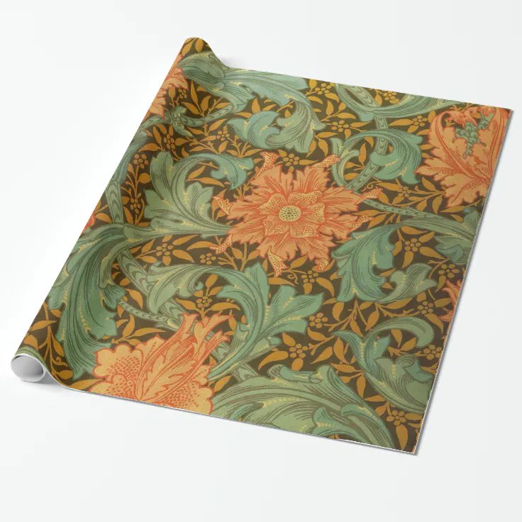 William Morris Single Stem Pattern Art Nouveau Wrapping Paper | Zazzle