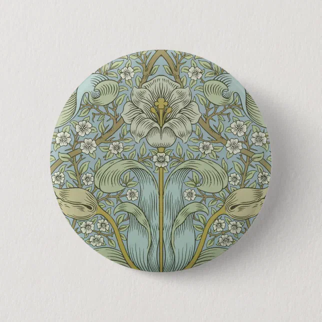 William Morris Spring Thicket: Antique Floral Button | Zazzle