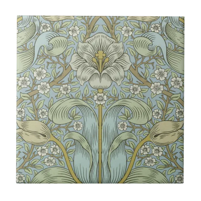 William Morris Spring Thicket: Antique Floral Tile | Zazzle
