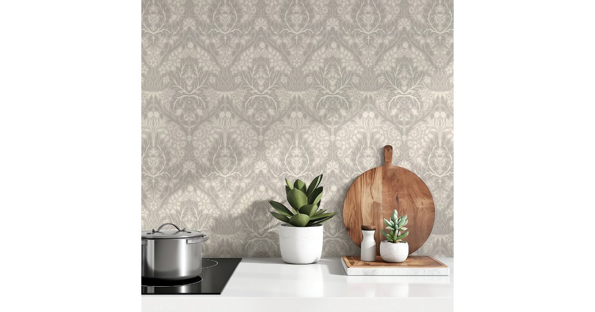 William Morris Spring Thicket Soft Gray Ivory Wallpaper | Zazzle
