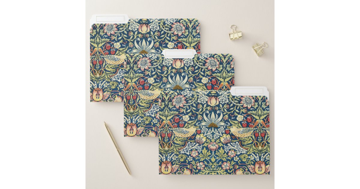 William Morris Strawberry Thief Bird Floral File Folder | Zazzle