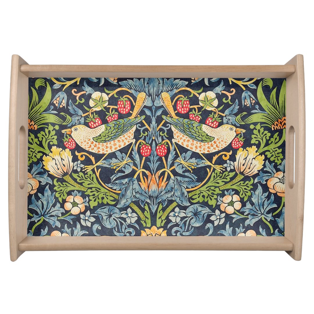 William Morris Strawberry Thief Floral Pattern Serving Tray | Zazzle