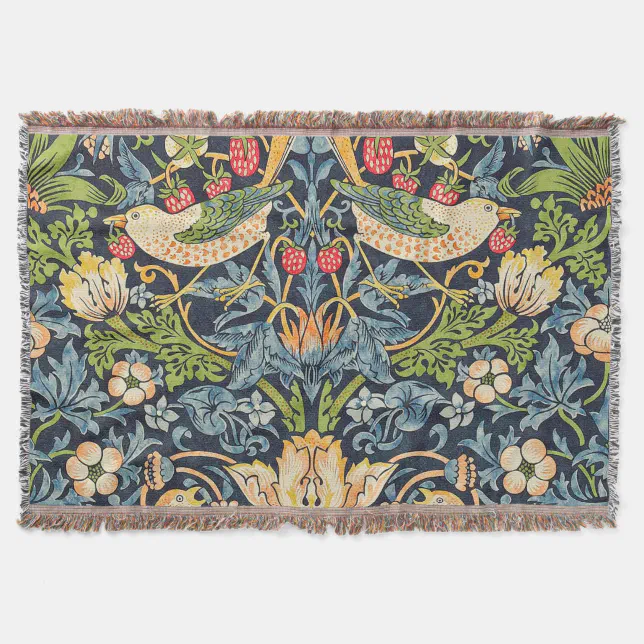William Morris Strawberry Thief Floral Pattern Throw Blanket | Zazzle
