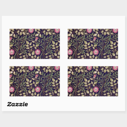 William Morris Sweet Briar Floral Art Nouveau Rectangular Sticker | Zazzle