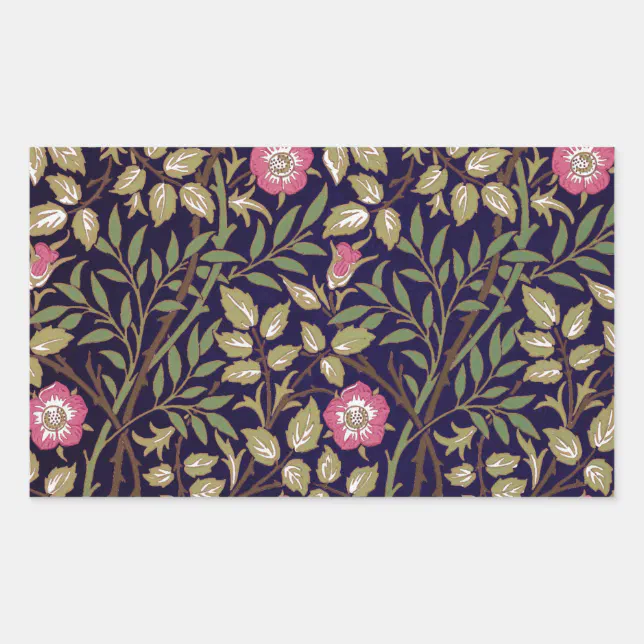 William Morris Sweet Briar Floral Art Nouveau Rectangular Sticker | Zazzle