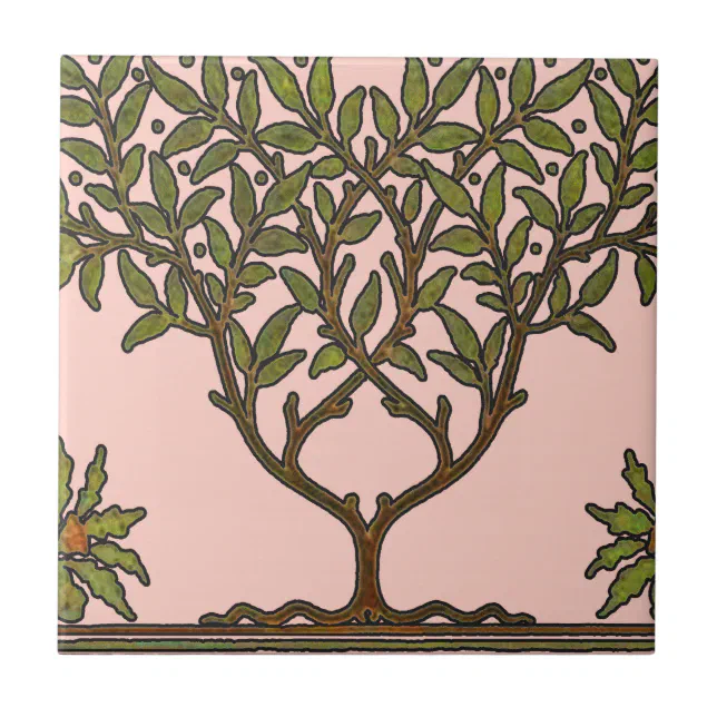 William Morris Tree Frieze Floral Wallpaper Ceramic Tile | Zazzle