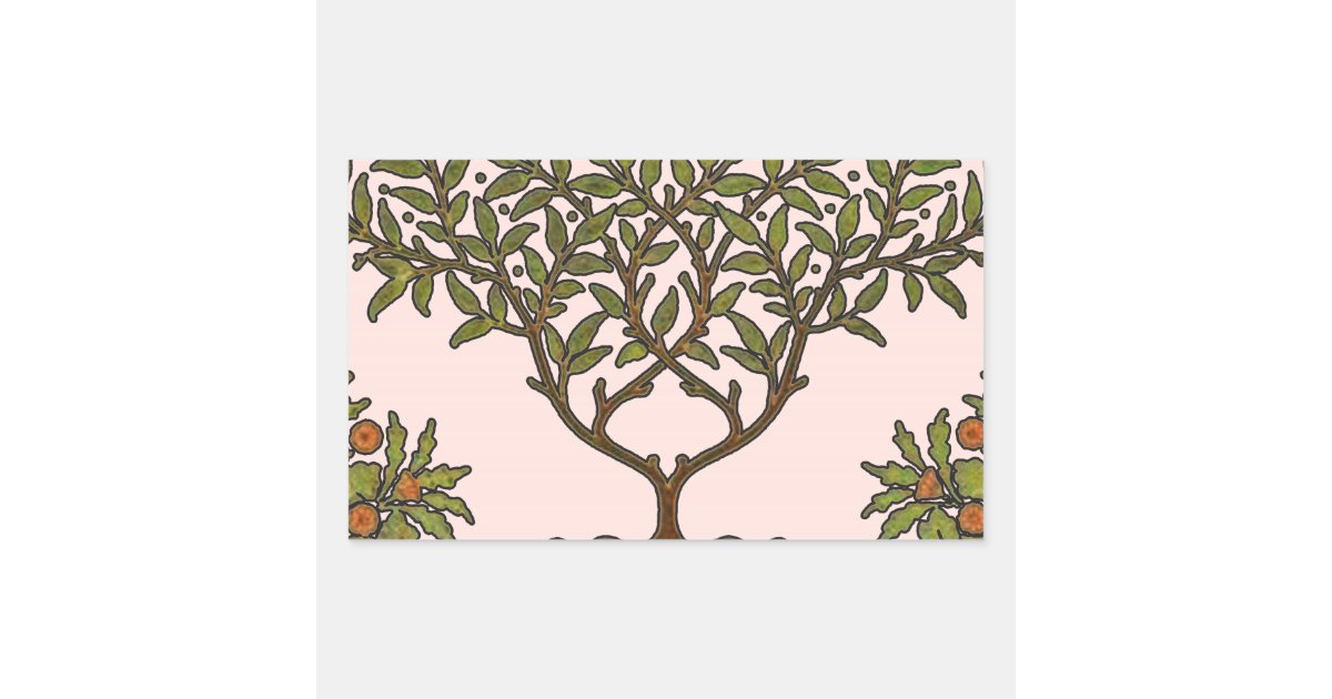 William Morris Tree Frieze Floral Wallpaper Rectangular Sticker | Zazzle
