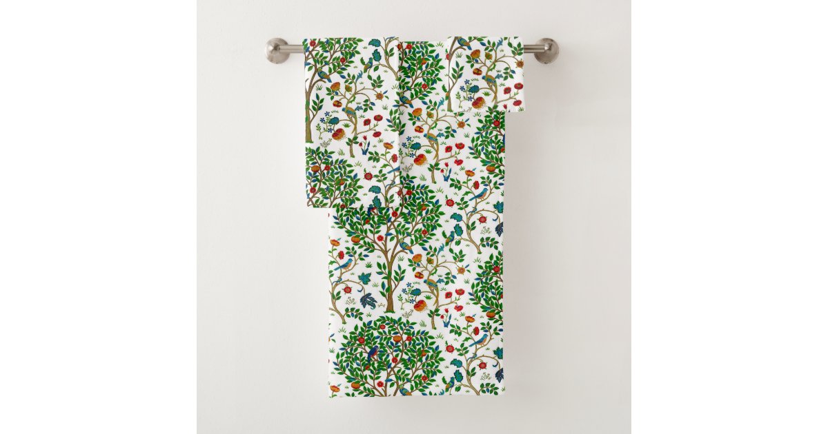 William Morris Tree of Life, Green & Multi Bath Towel Set | Zazzle