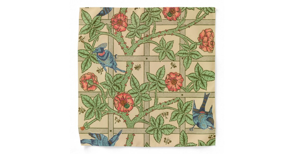 William Morris Trellis Classic Wallpaper Design Bandana | Zazzle