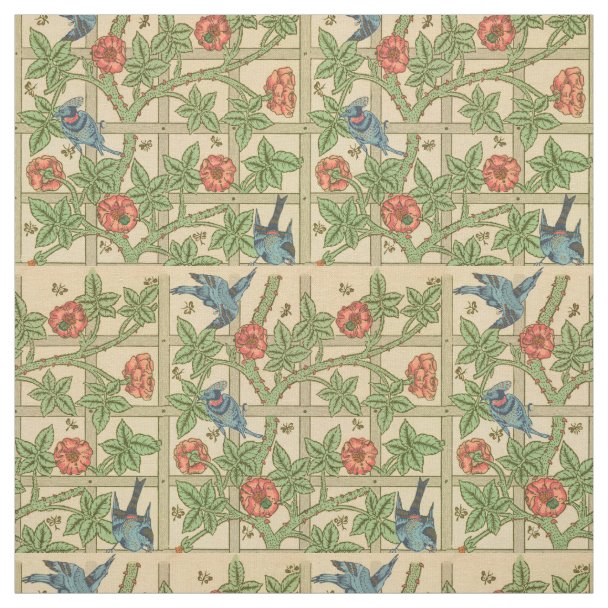 William Morris Vintage “Trellis” Pattern Fabric | Zazzle