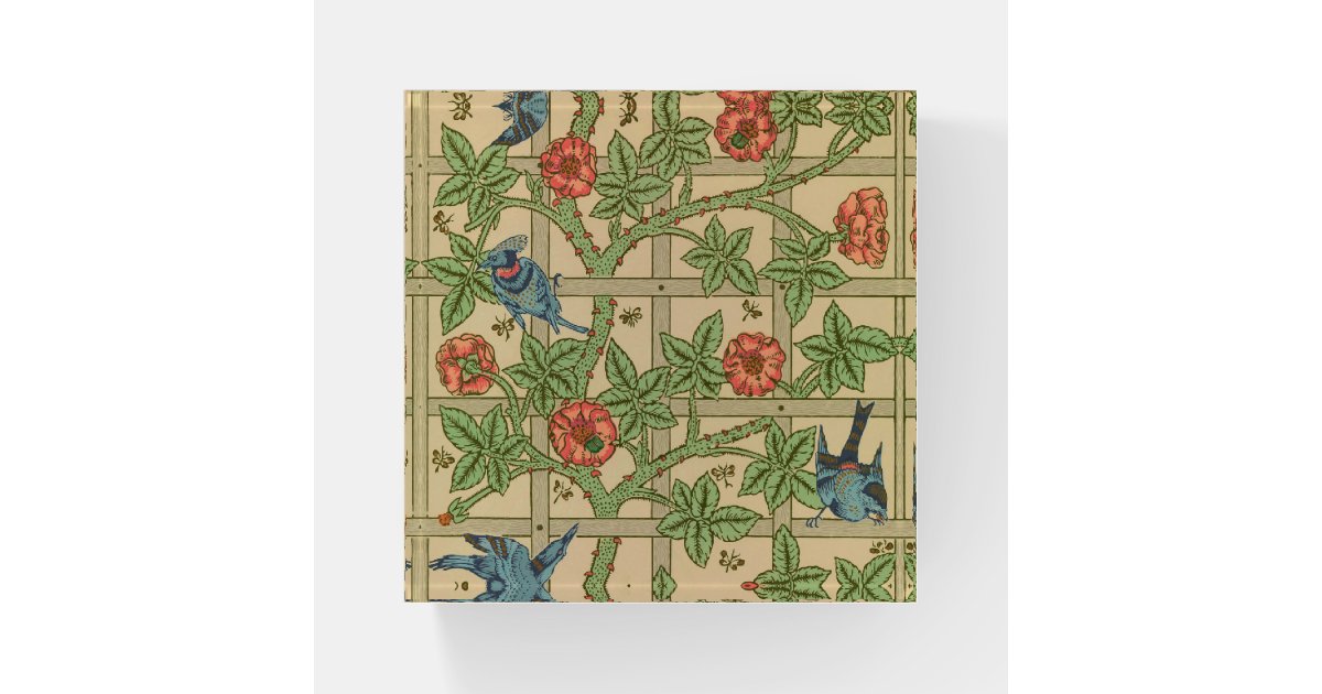 William Morris Trellis Classic Wallpaper Design Paperweight | Zazzle