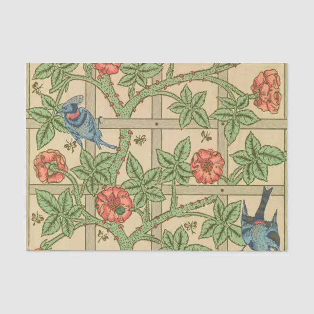 William Morris Trellis Classic Wallpaper Design Tissue Paper | Zazzle