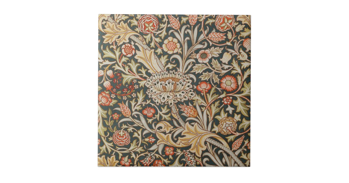 William Morris Trent Garden Flower Classic Botanic Ceramic Tile | Zazzle