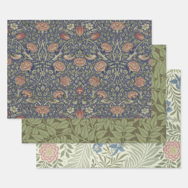 William Morris Tudor Rose Wallpaper Wrapping Paper Sheets | Zazzle